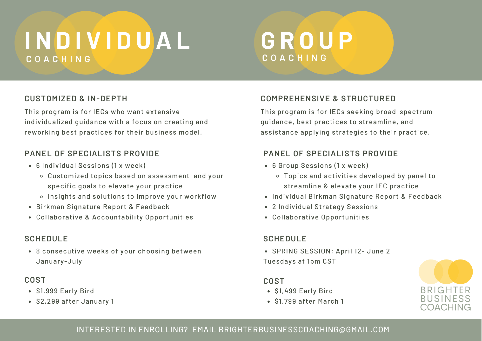 Our Coaching Programs – Brighter Business Coaching